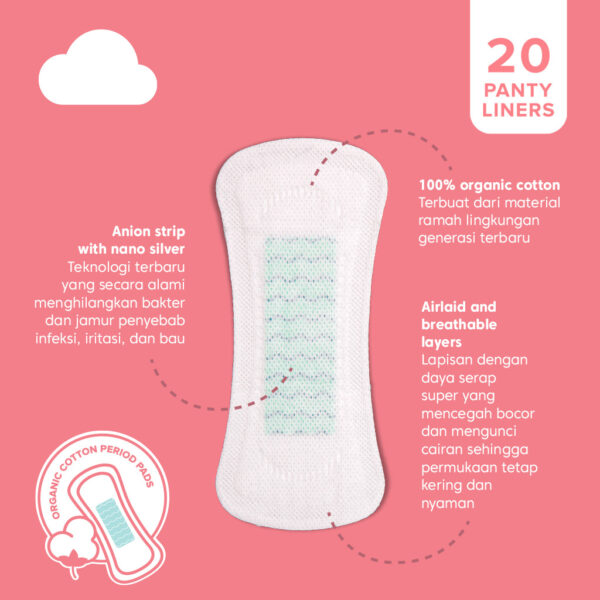 Jual Pembalut Organik Yoona Panty Liners 18cm (20pcs)